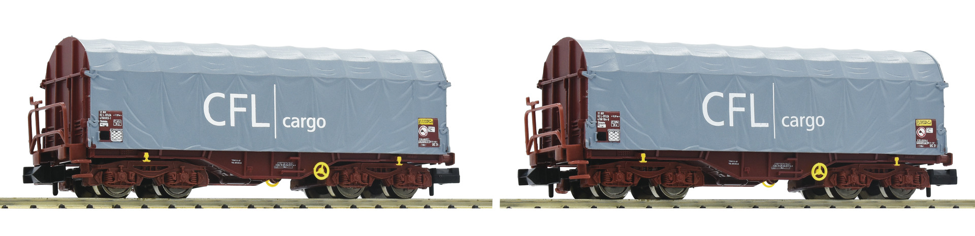 2-piece set sliding tarpaulin wagons type Shimms, CFL (Cargo), Fleischmann, N scale (1:160)